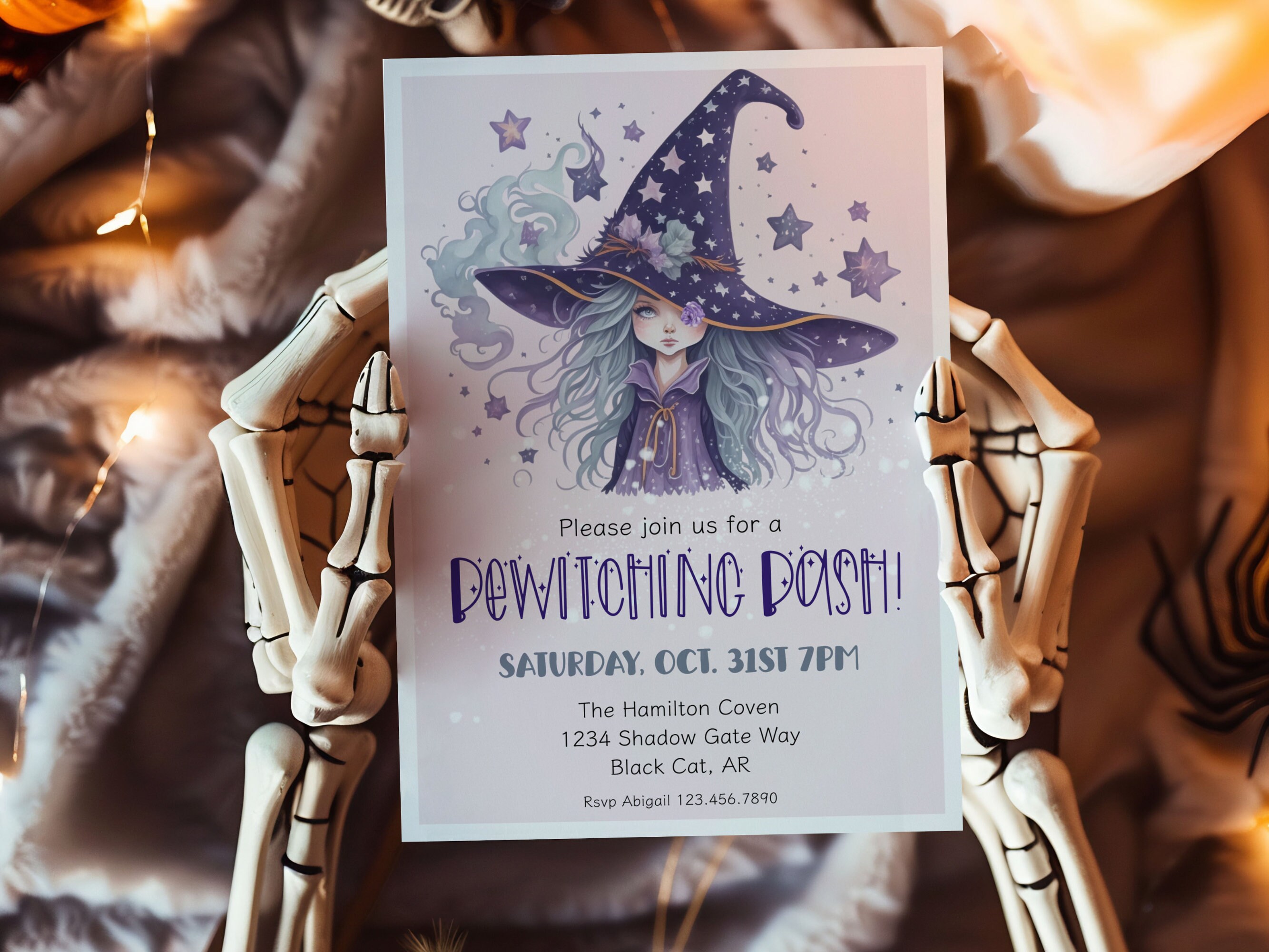 Witches Halloween Party Invitation, Little Witch Halloween Party ...