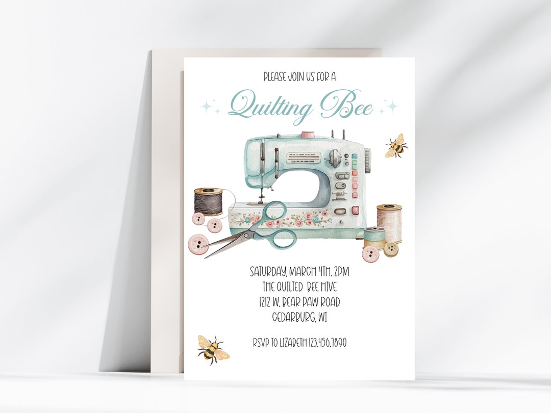 Quilting Bee Sewing Invitation Editable Template, Quilting Bee Invite ...