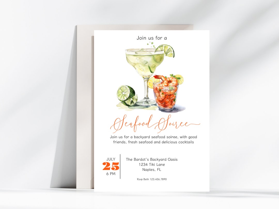 Seafood Soiree Party Invitation, Summer Backyard Seafood Boil Invite ...