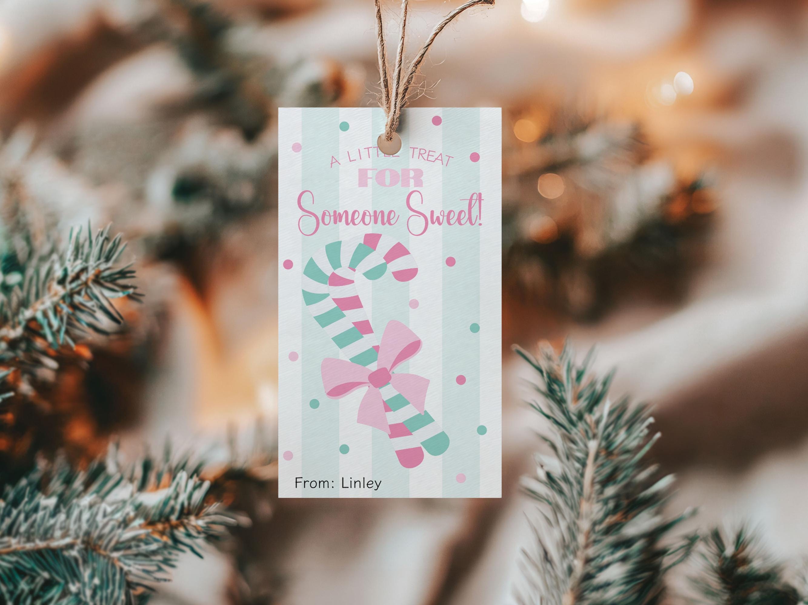 Candy Cane Gift Tag Printable, Cute Holiday Tags, Christmas Gift Tags ...