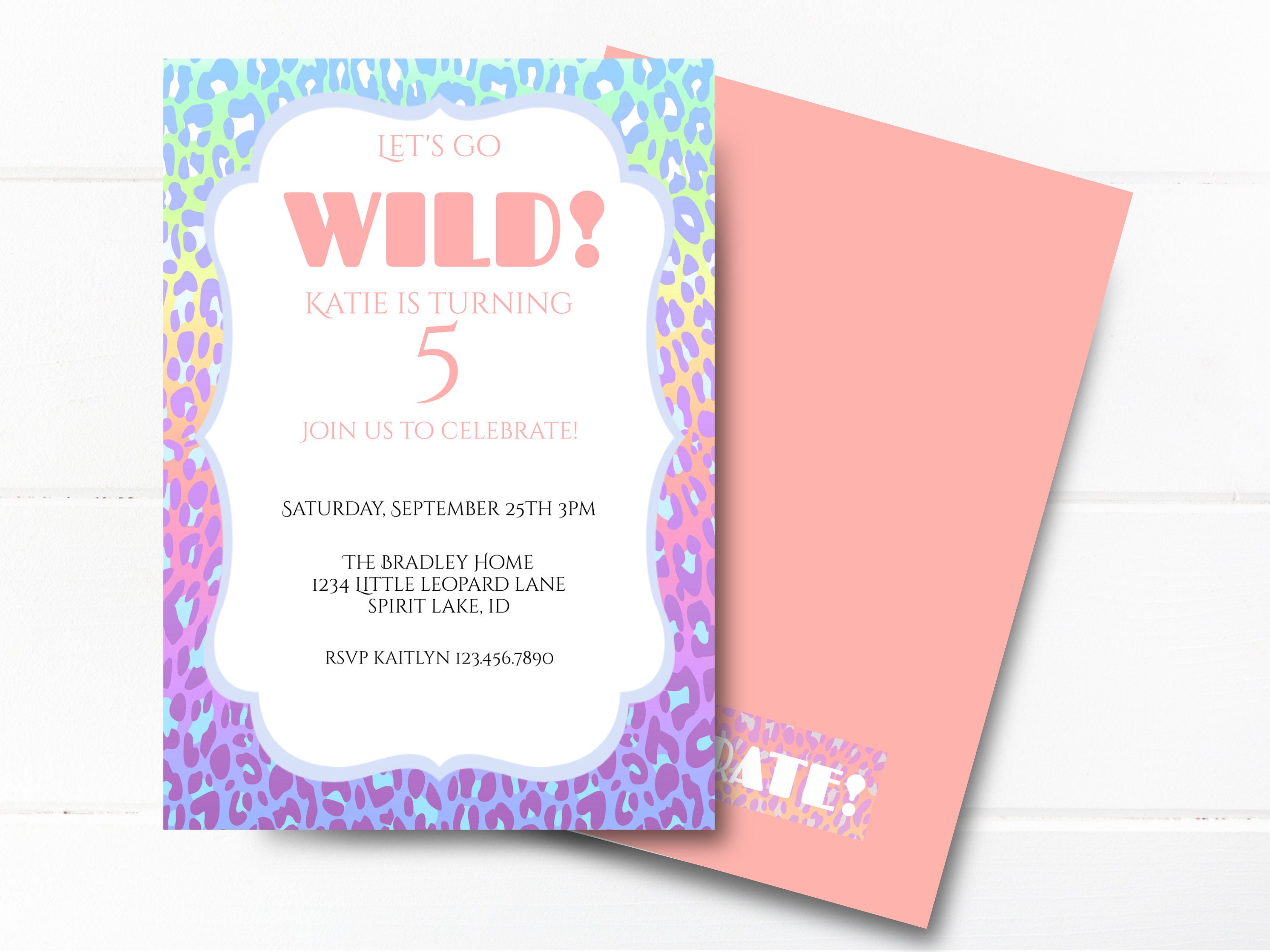Cheetah Editable Birthday Invitation/ Animal Print Girl Birthday Party ...