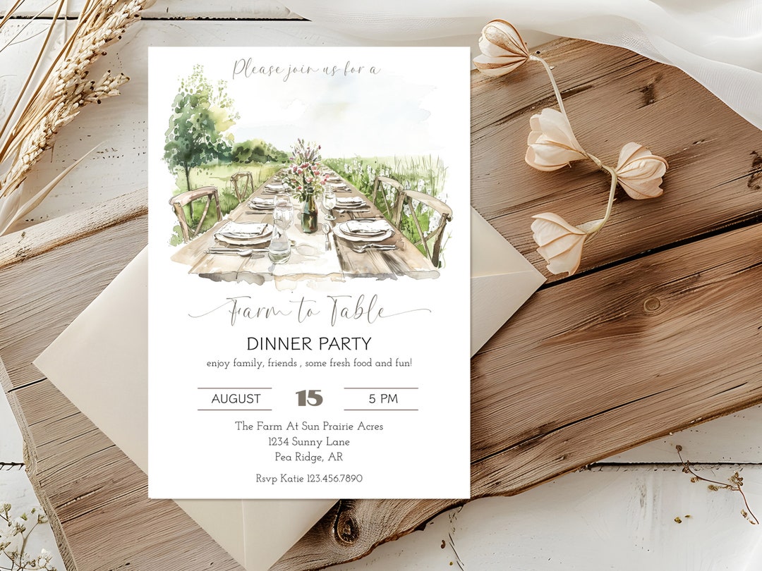 Rustic Farm to Table Dinner Party Invitation, Farm to Table Gathering ...