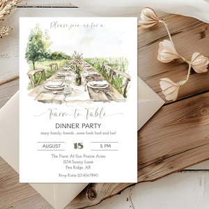 Rustic Farm to Table Dinner Party Invitation, Farm to Table Gathering ...