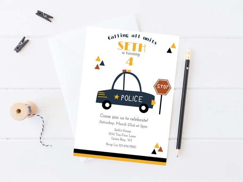 Editable Police Birthday Invitation, Printable Police Car Birthday ...