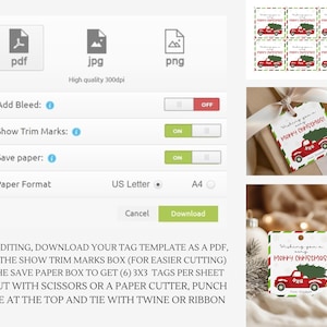 Festive Red Truck Christmas Gift Tags, Christmas Truck Favor Tags ...