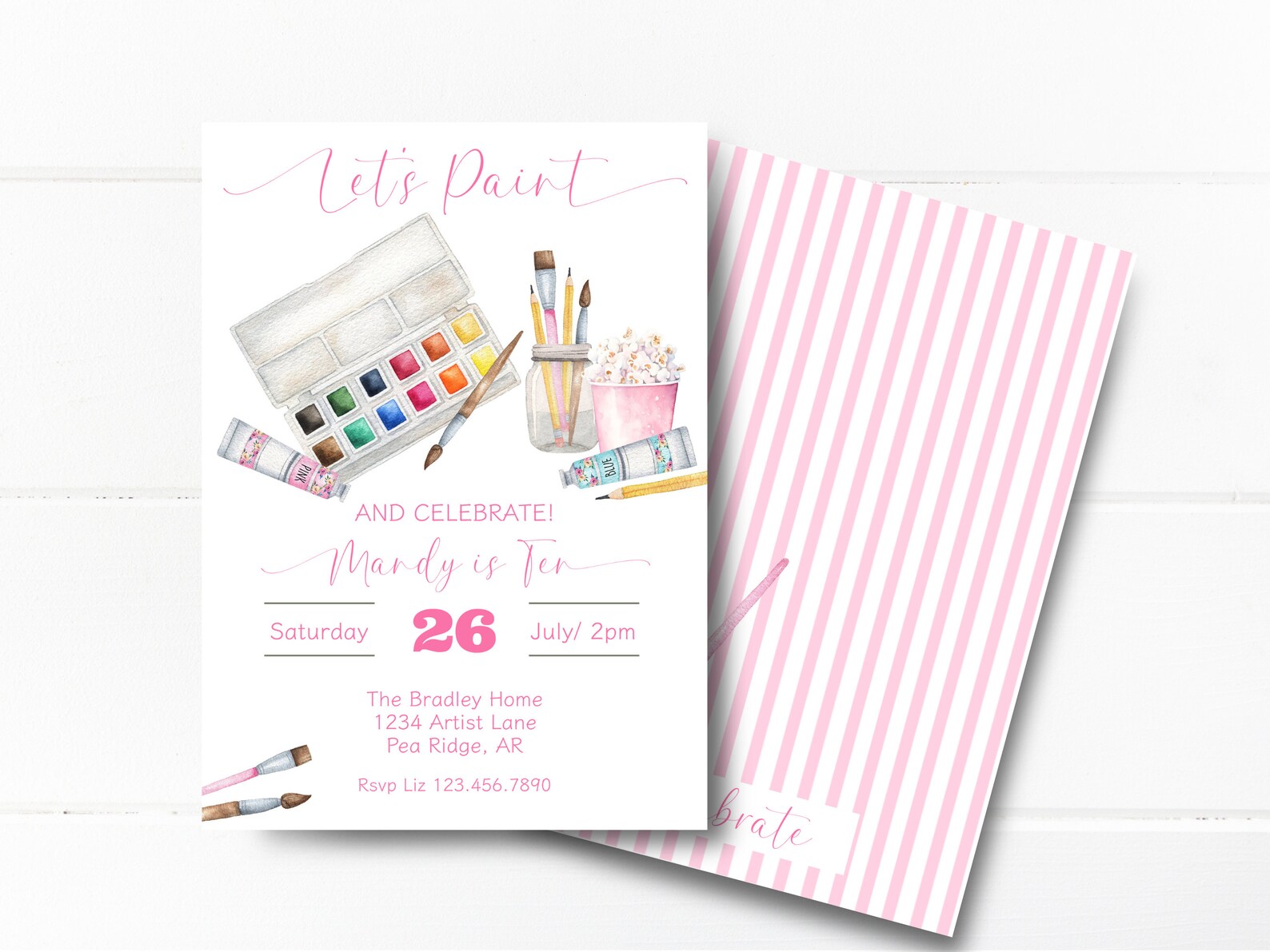 Let's Paint Party Invitation, Printable Art Birthday Party Invite ...
