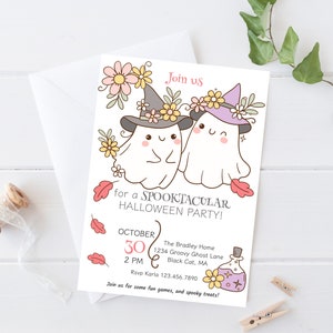 Groovy Ghost Halloween Invitation, Kids Halloween Party Invite, Hippie ...