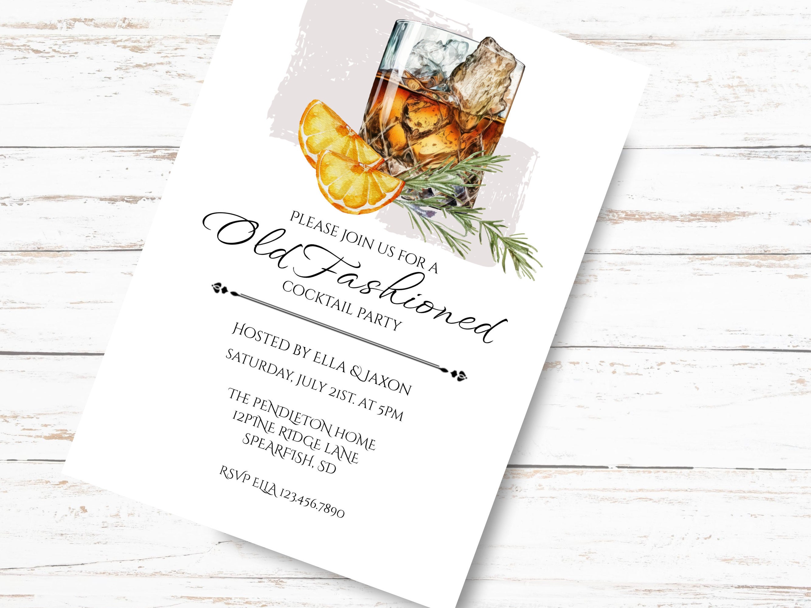 Old Fashioned Cocktail Party Printable Invitation/ Old Fashioned ...