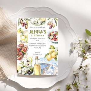 Greece Theme Dinner Party Invitation, Editable Greek Dinner Birthday ...