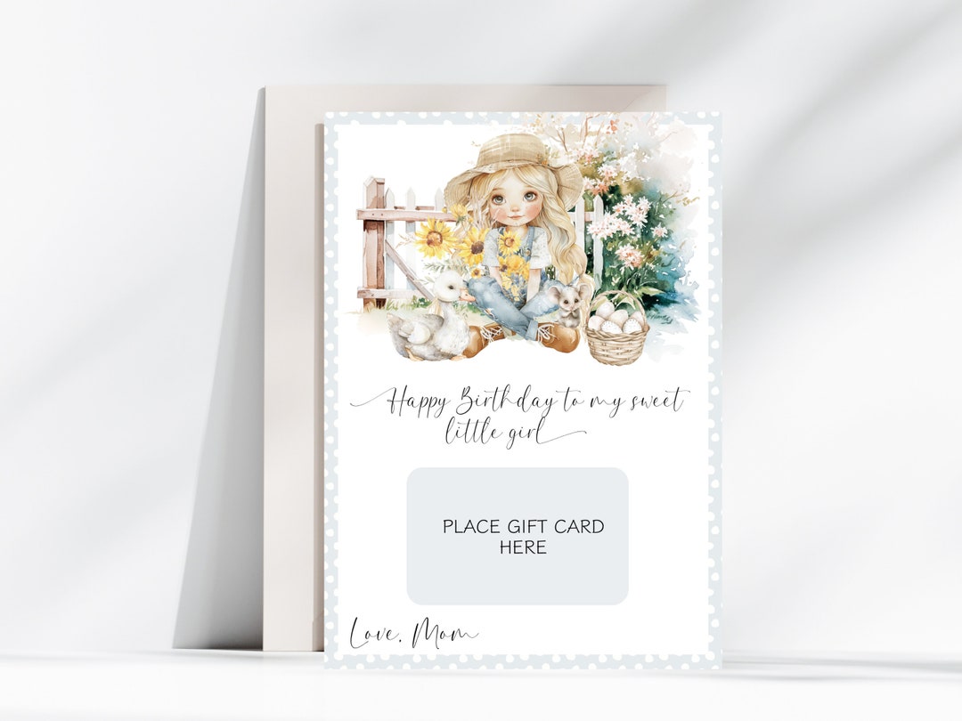 Little Farm Girl Gift Card Holder, Birthday Gift for Girl, Personalized ...