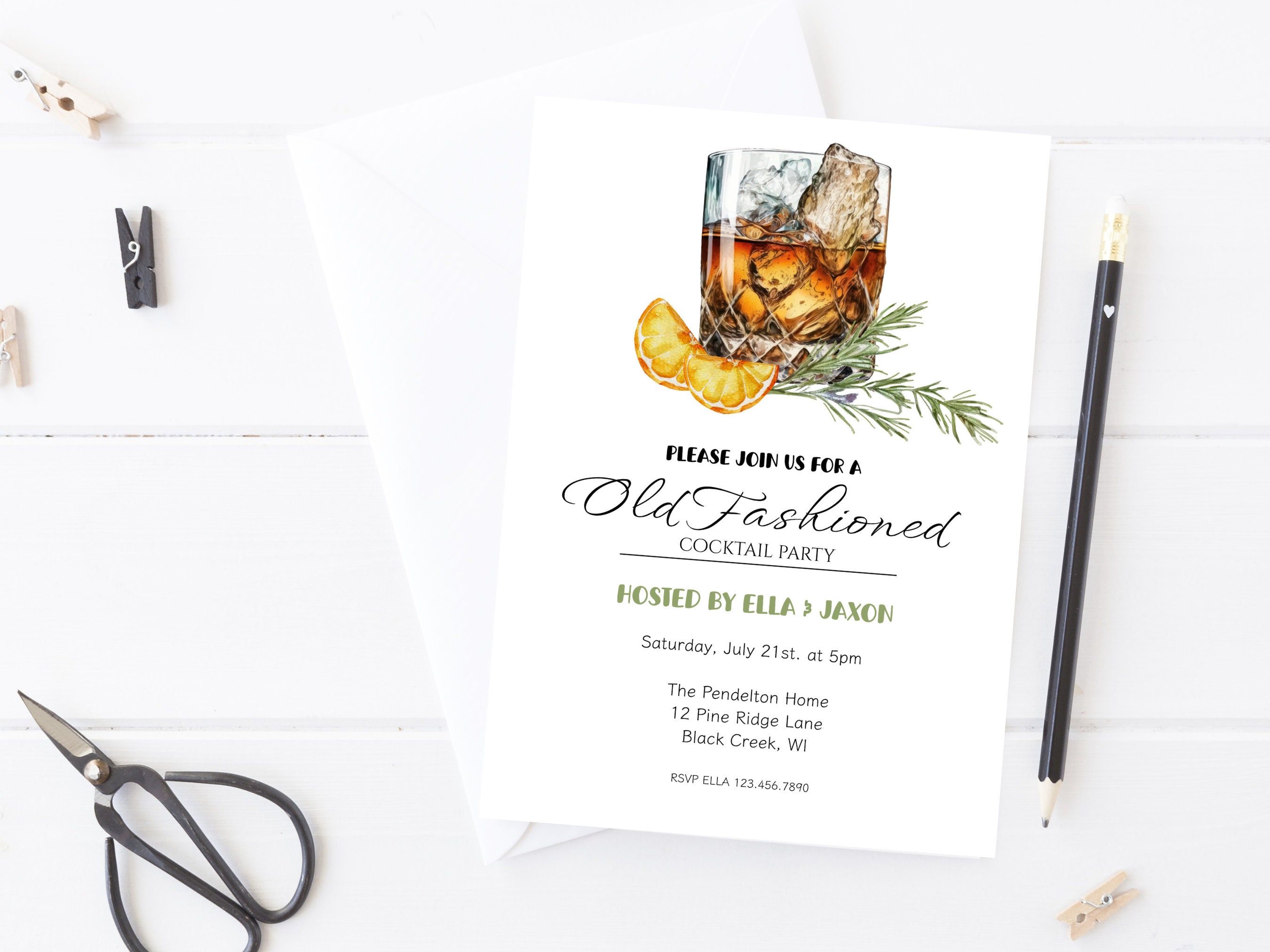Old Fashioned Cocktail Party Printable Invitation, Old Fashioned ...