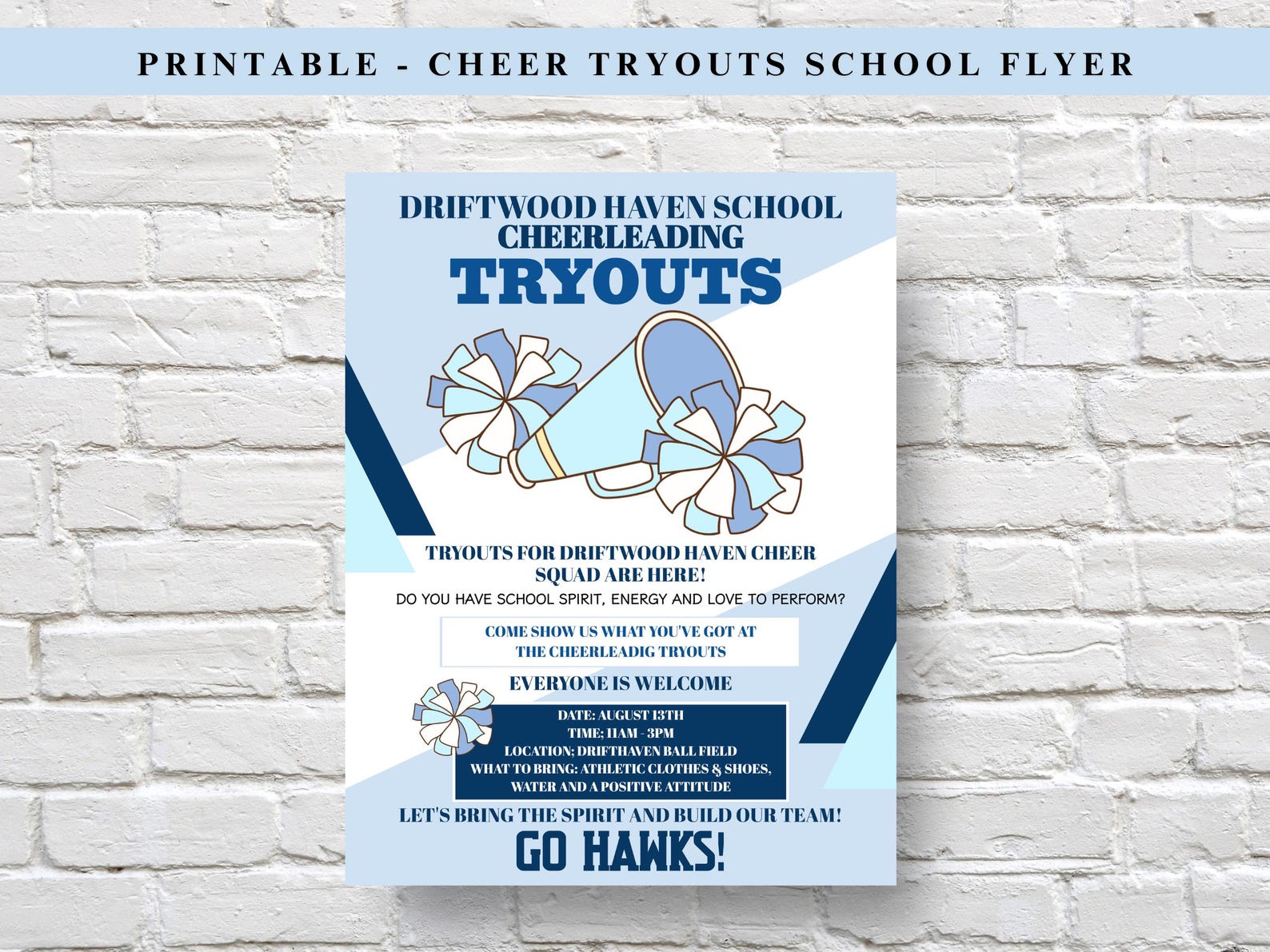 Editable Cheer Tryout Flyer, Sideline Cheer Flyer, Competition ...