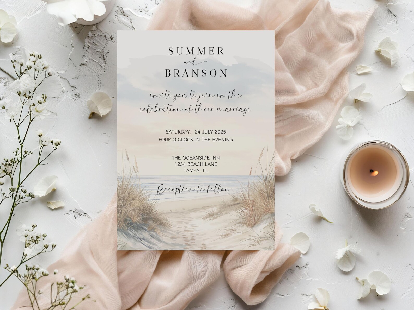 Beach Wedding Invitation Set, Coastal Wedding Invite, Ocean Wedding ...
