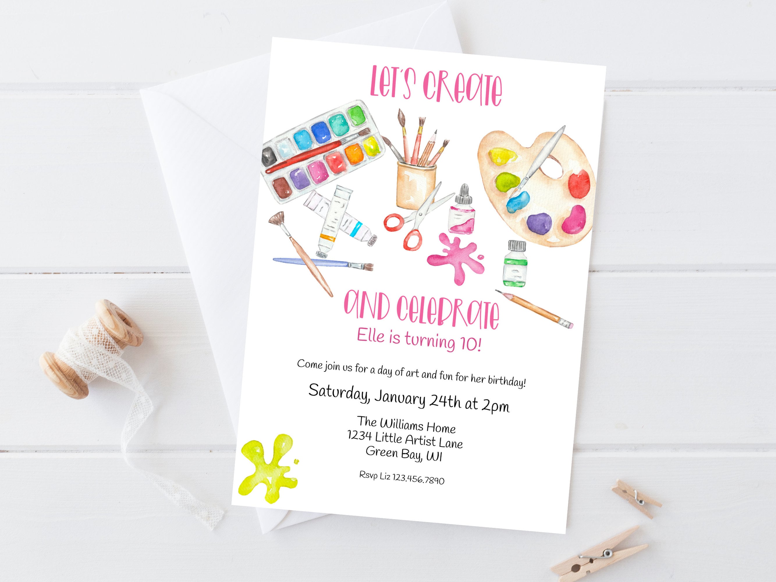 Arts & Crafts Birthday Party Invitation, Editable Art Birthday ...
