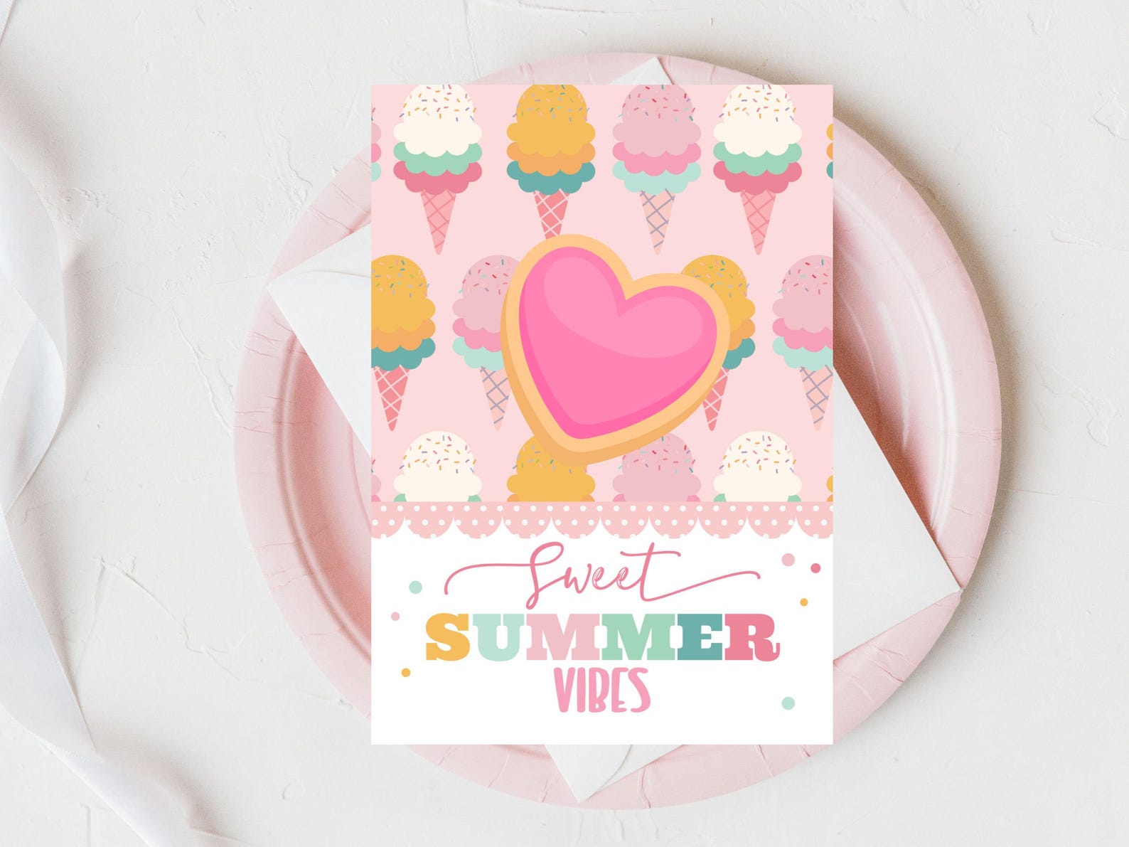 Printable Ice Cream Cookie Card: Summer Mini Cookie Tag (editable ...