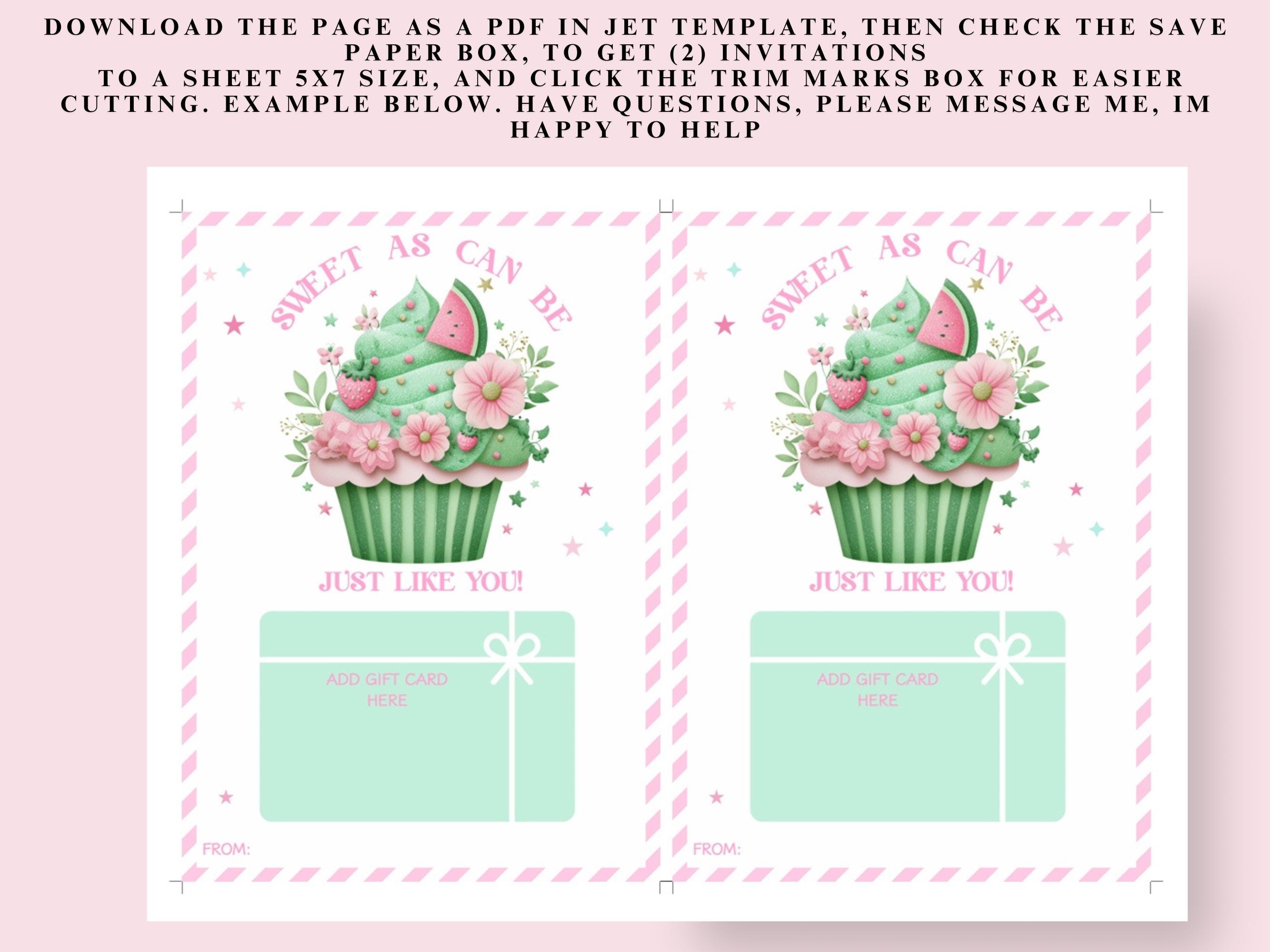 Editable Birthday Gift Card Holder, Cupcake Theme Gift Card, Pink ...