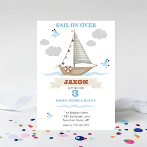 Sailing Birthday Invitation, Printable Boating Birthday Invitation ...