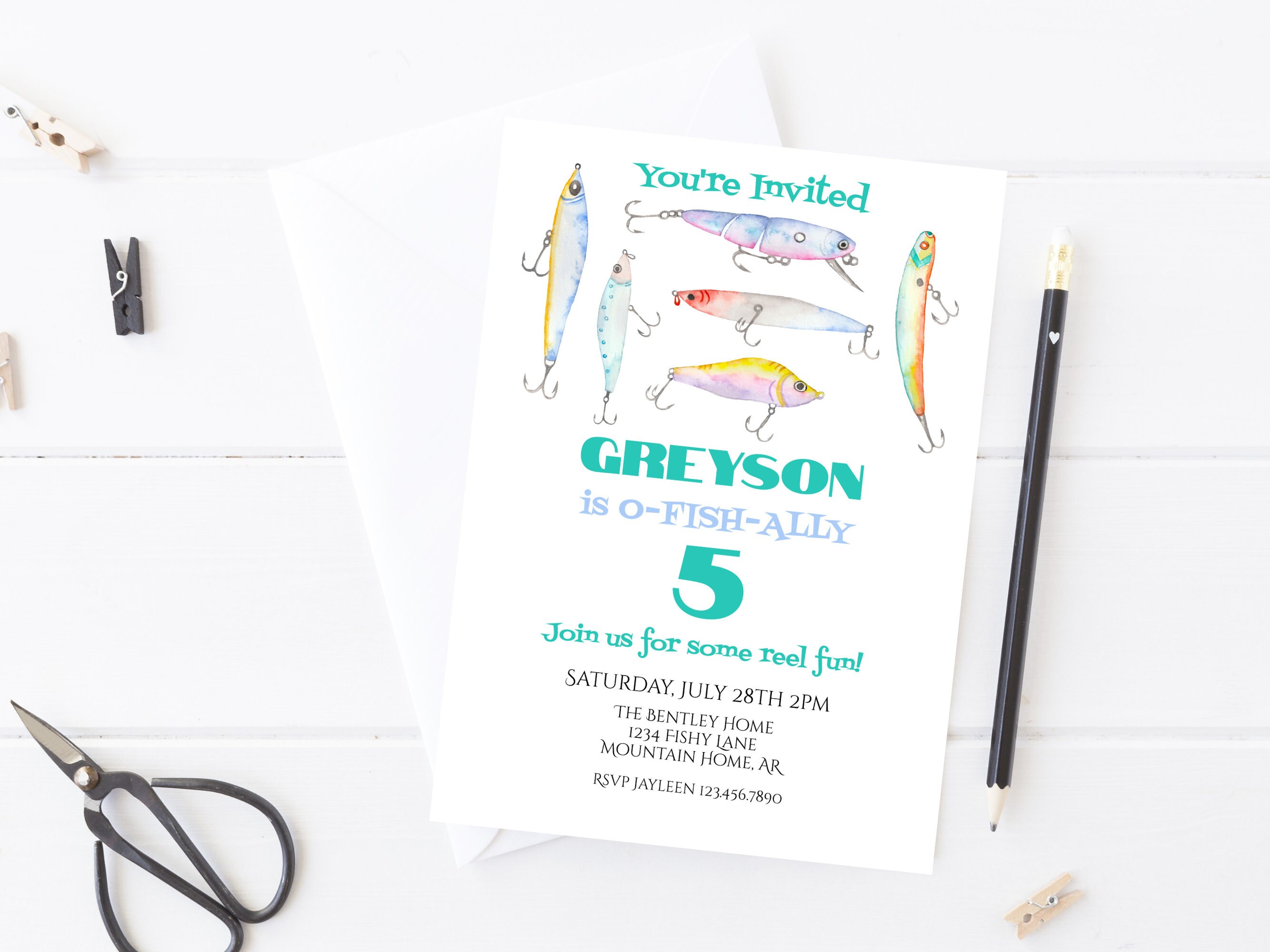 Fishing Birthday Party Invitation, Editable Fishing Lures Birthday ...