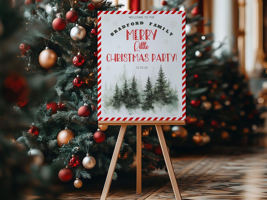 Merry Little Christmas Sign, Holiday Family Party Sign, Christmas Theme ...