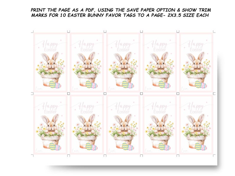 Editable Easter Bunny Gift Tag: Printable Favor Tag (PDF) - Etsy