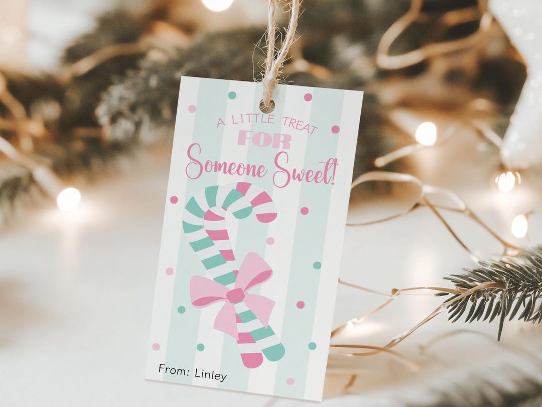 Candy Cane Gift Tag Printable, Cute Holiday Tags, Christmas Gift Tags ...