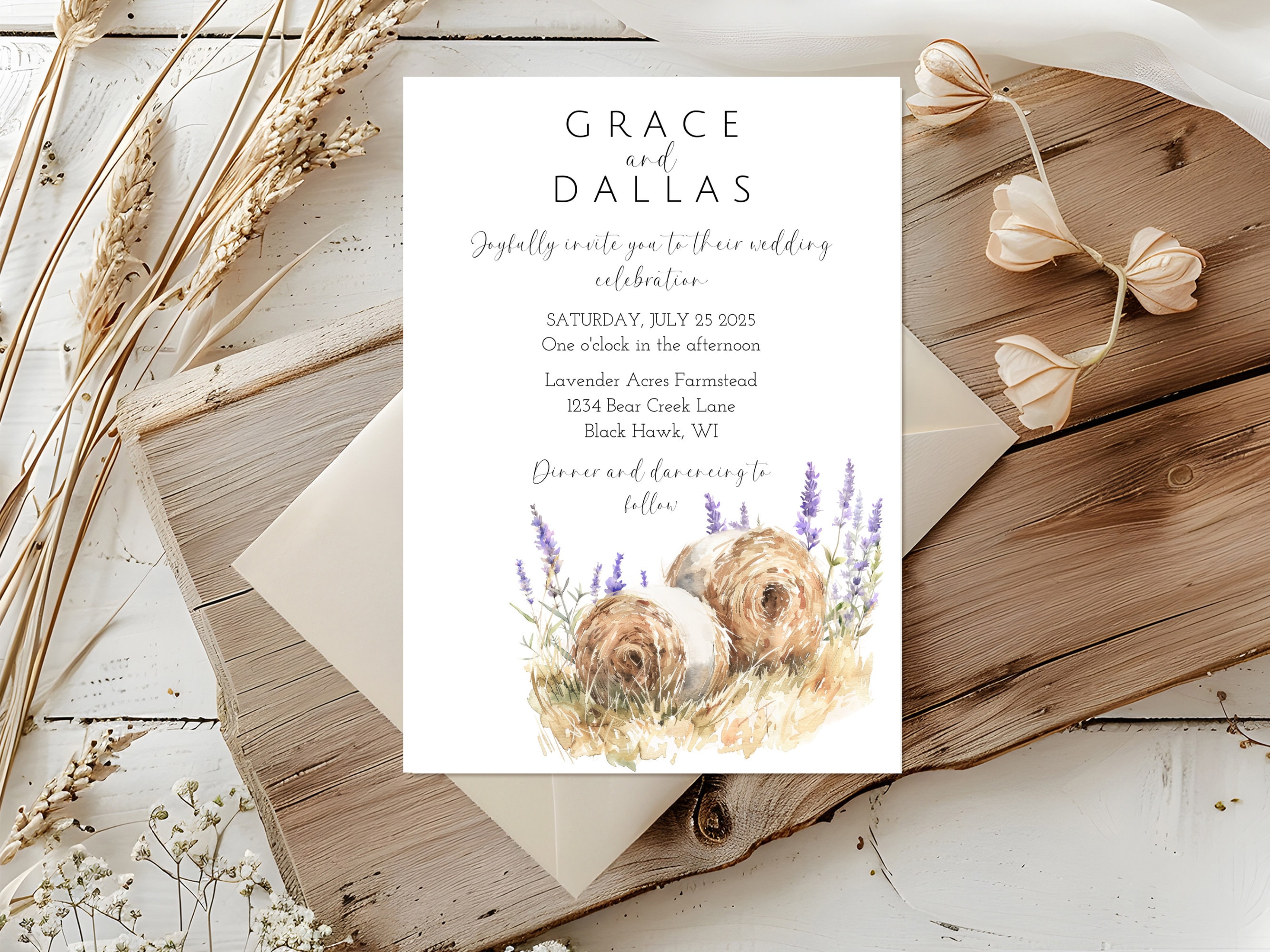 Rustic Farm Wedding Invitation, Editable Outdoor Farm Wedding Invite ...