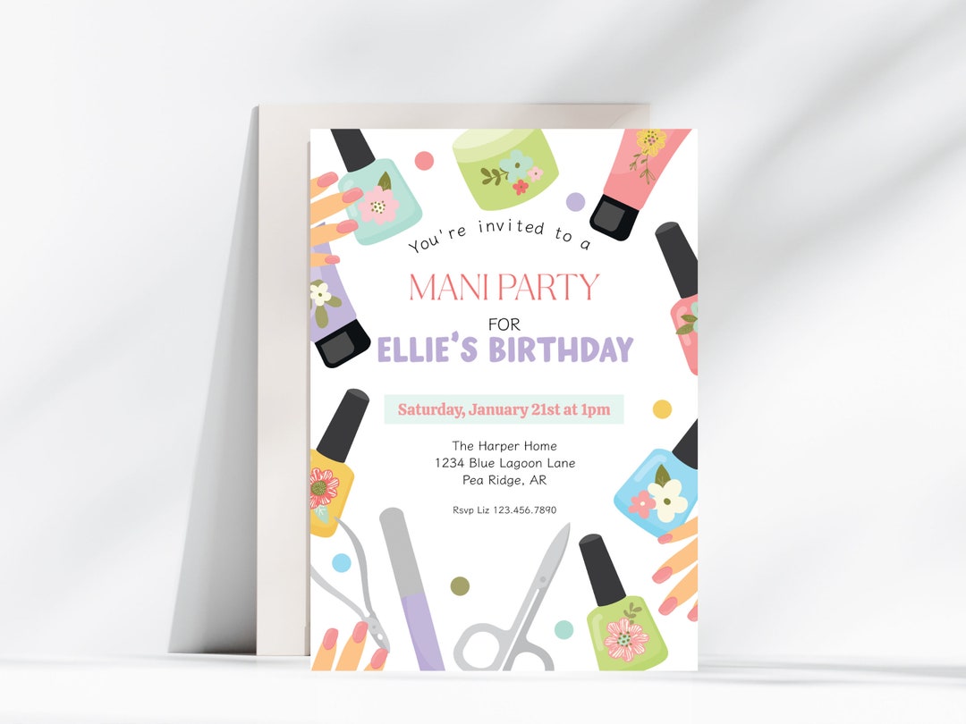 Mani Birthday Party Invitation, Manicure Birthday Invite, Nail Polish ...
