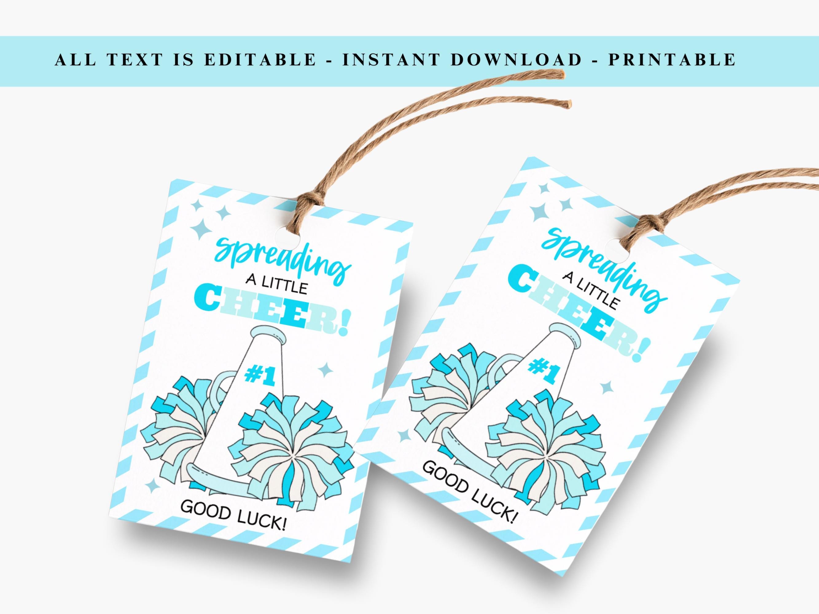 Editable Cheerleading Tags, Spreading A Little Cheer Game Days Tag, Pom ...