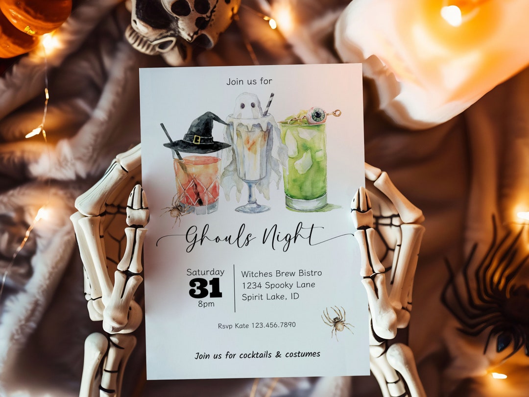 Ghouls Night Cocktail Invite, Adult Halloween Party Invite, Girls Night ...