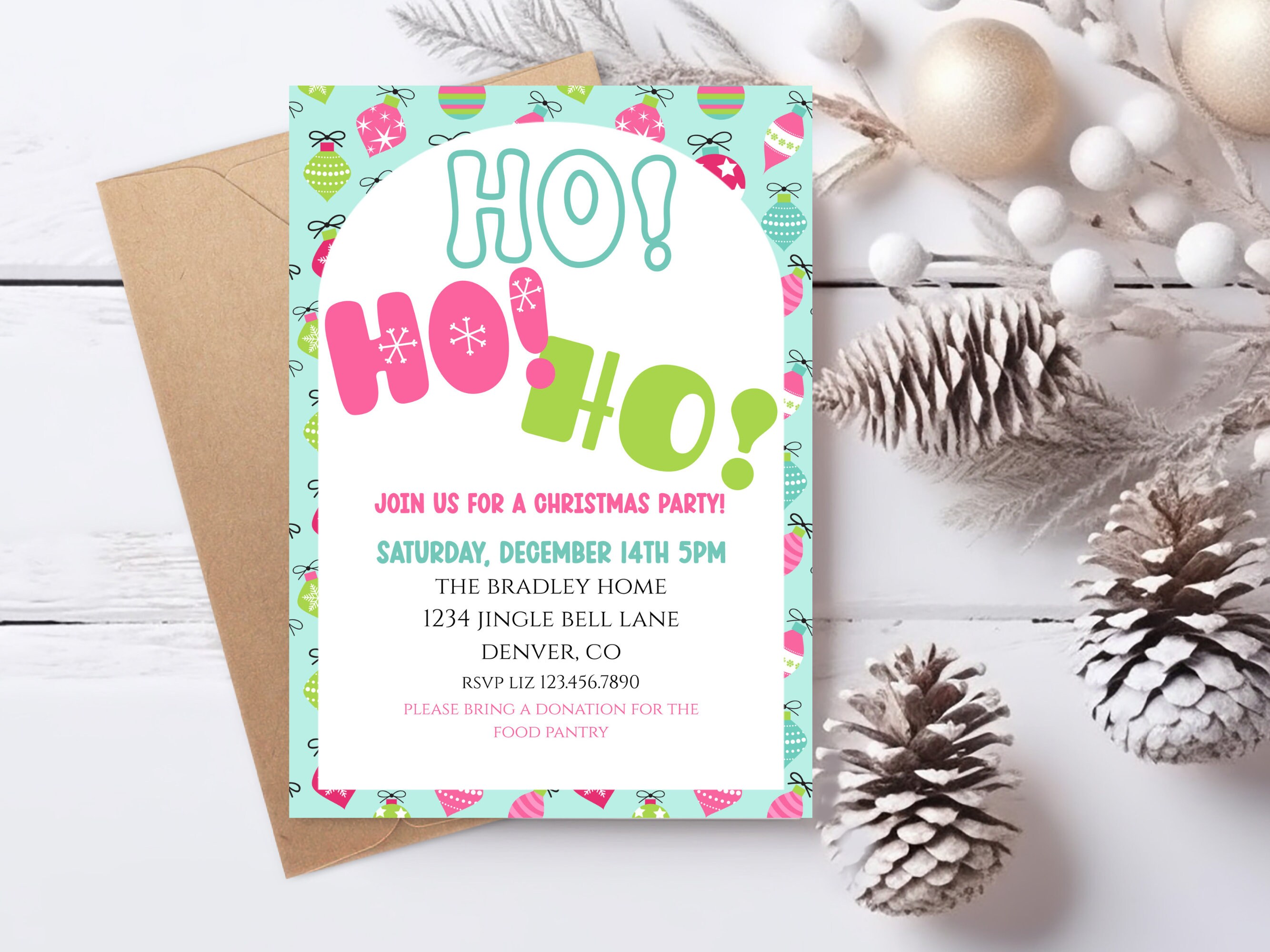 Christmas Party Invitation/ Printable Modern Christmas Party Invite ...