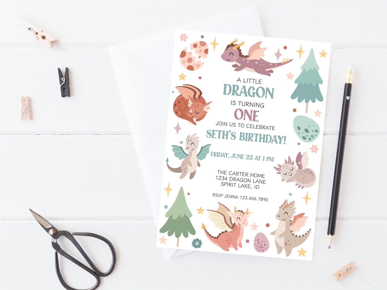 Dragon Birthday Invitation, Calling All Dragons Party, First Birthday ...