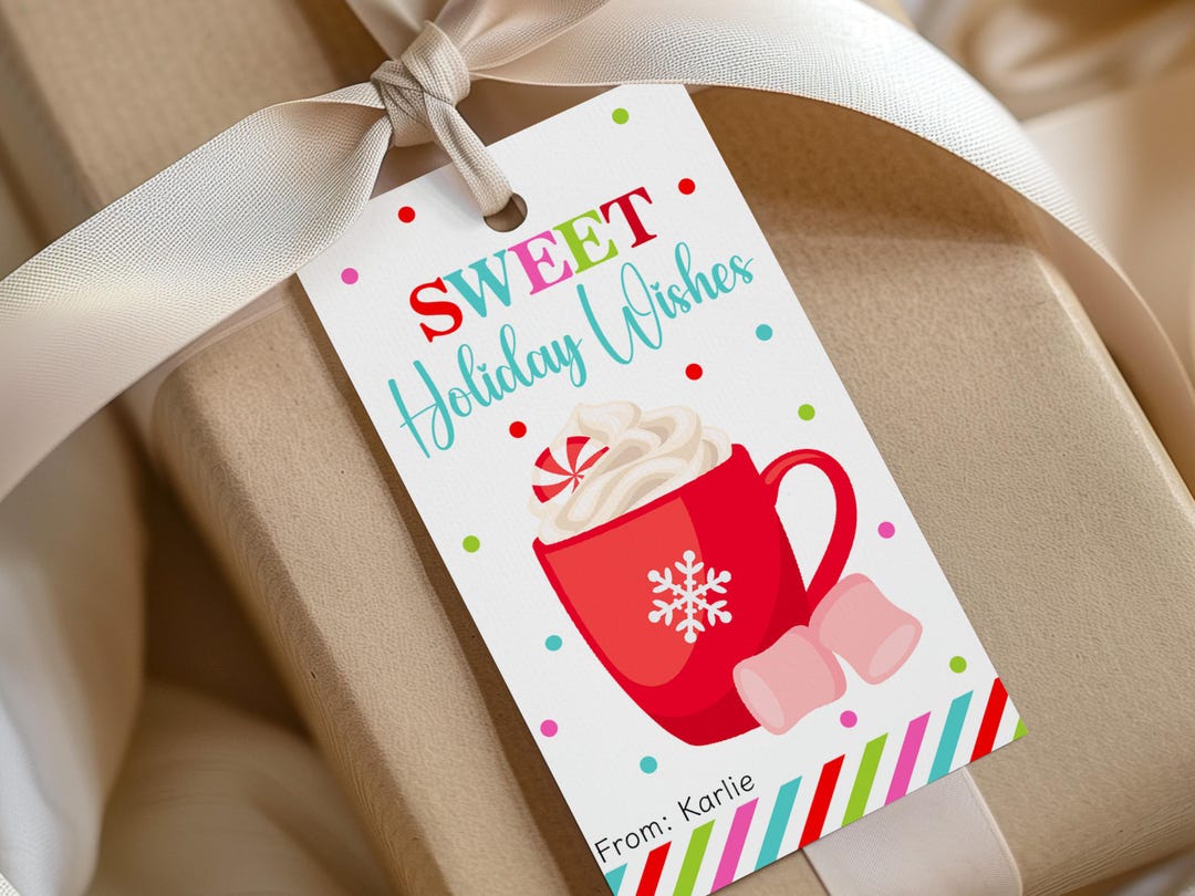 Hot Cocoa Christmas Gift Tags, Sweet Holiday Wishes Tag, Christmas ...