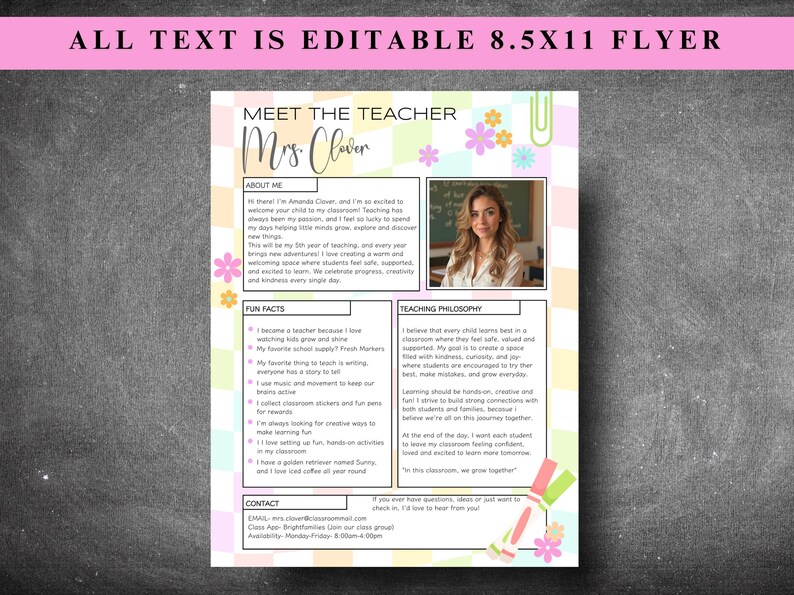 Editable Meet the Teacher Flyer: Back to School Template (digital ...