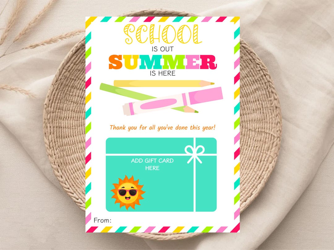 End of the Year Teacher Gift Card Holder, Editable Teacher Gift Card ...
