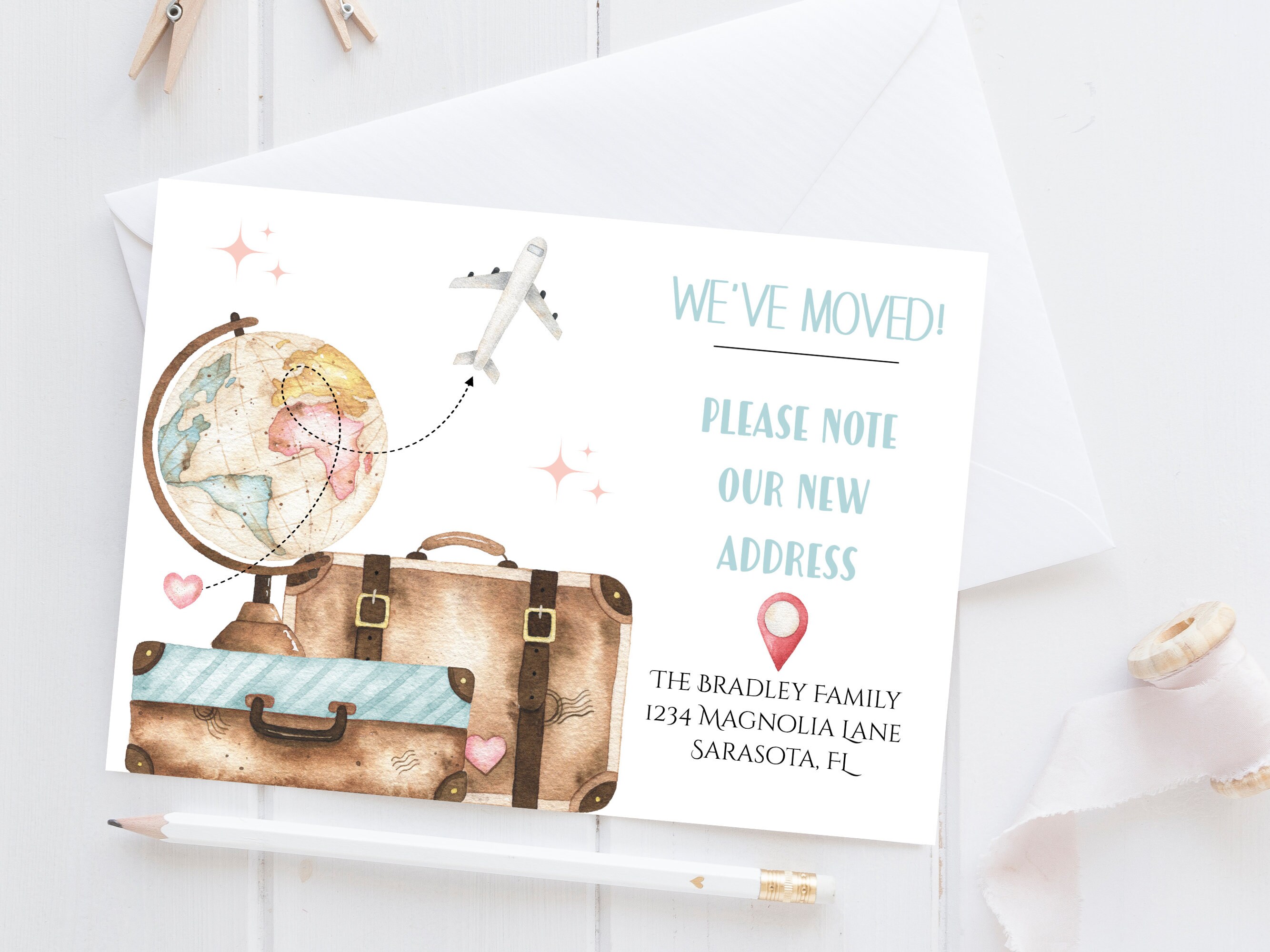 New Address Card Printable Template, Editable We've Moved Card ...