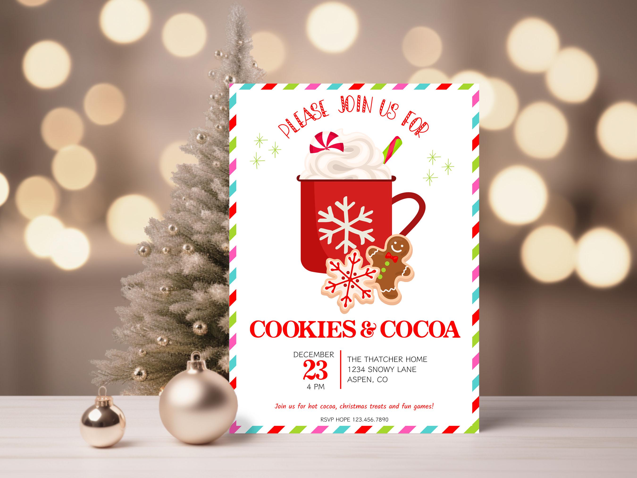Hot Cocoa & Cookies Party Invite, Christmas Party Invitation, Hot ...