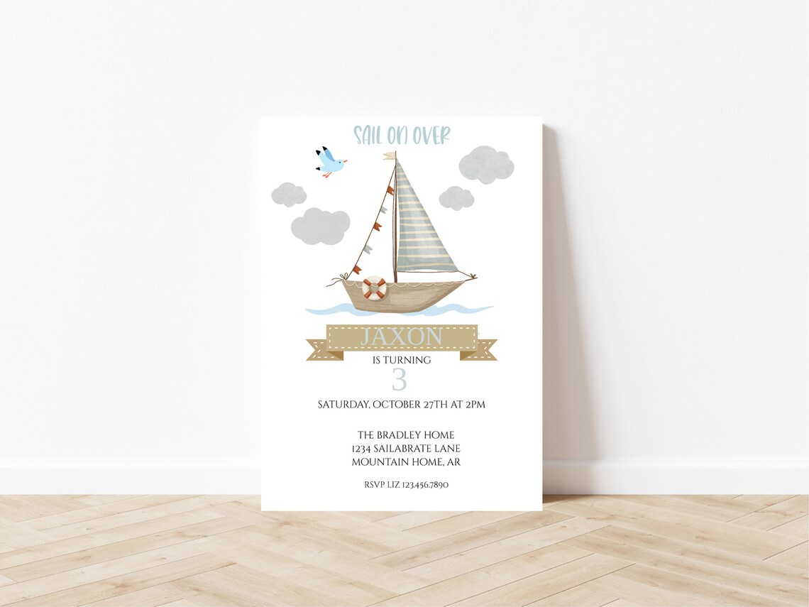 Sailing Birthday Invitation/ Printable Boating Birthday - Etsy