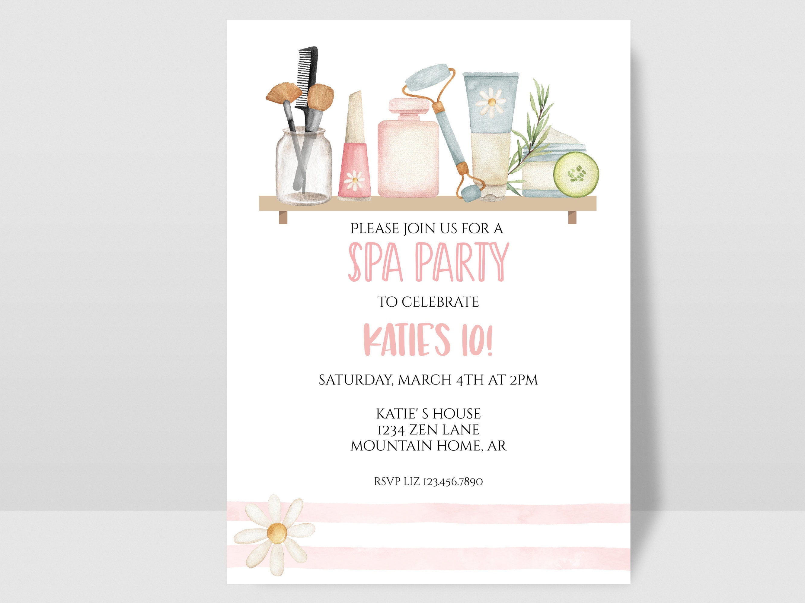 Girls Spa Party Invitation, Editable Spa Party Birthday Invitation ...
