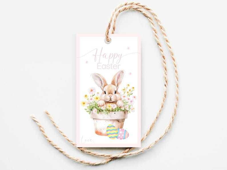 Editable Easter Bunny Gift Tag: Printable Favor Tag (PDF) - Etsy