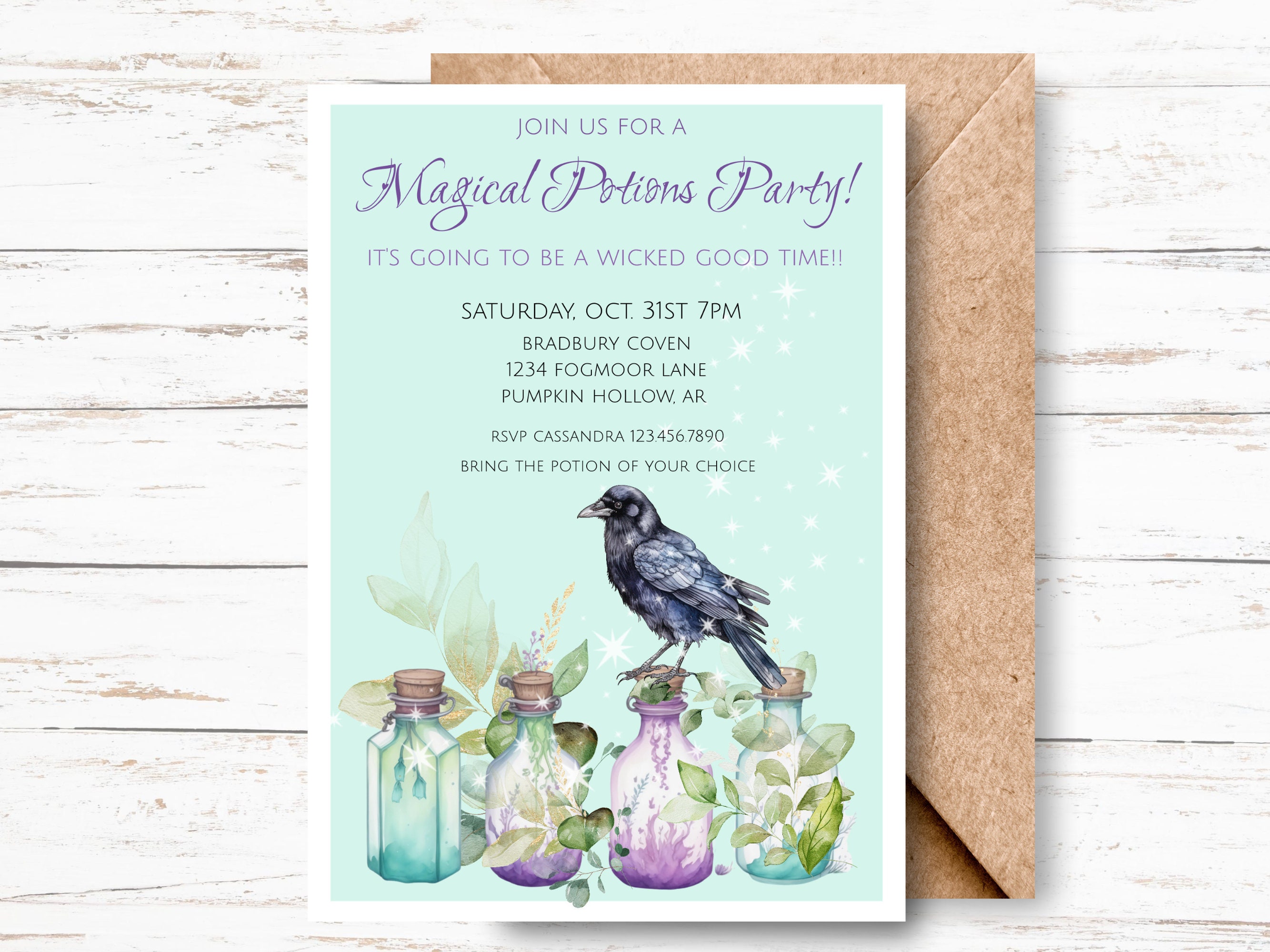 Halloween Party Invitation/ Magical Potions Party Invite/ Instant ...