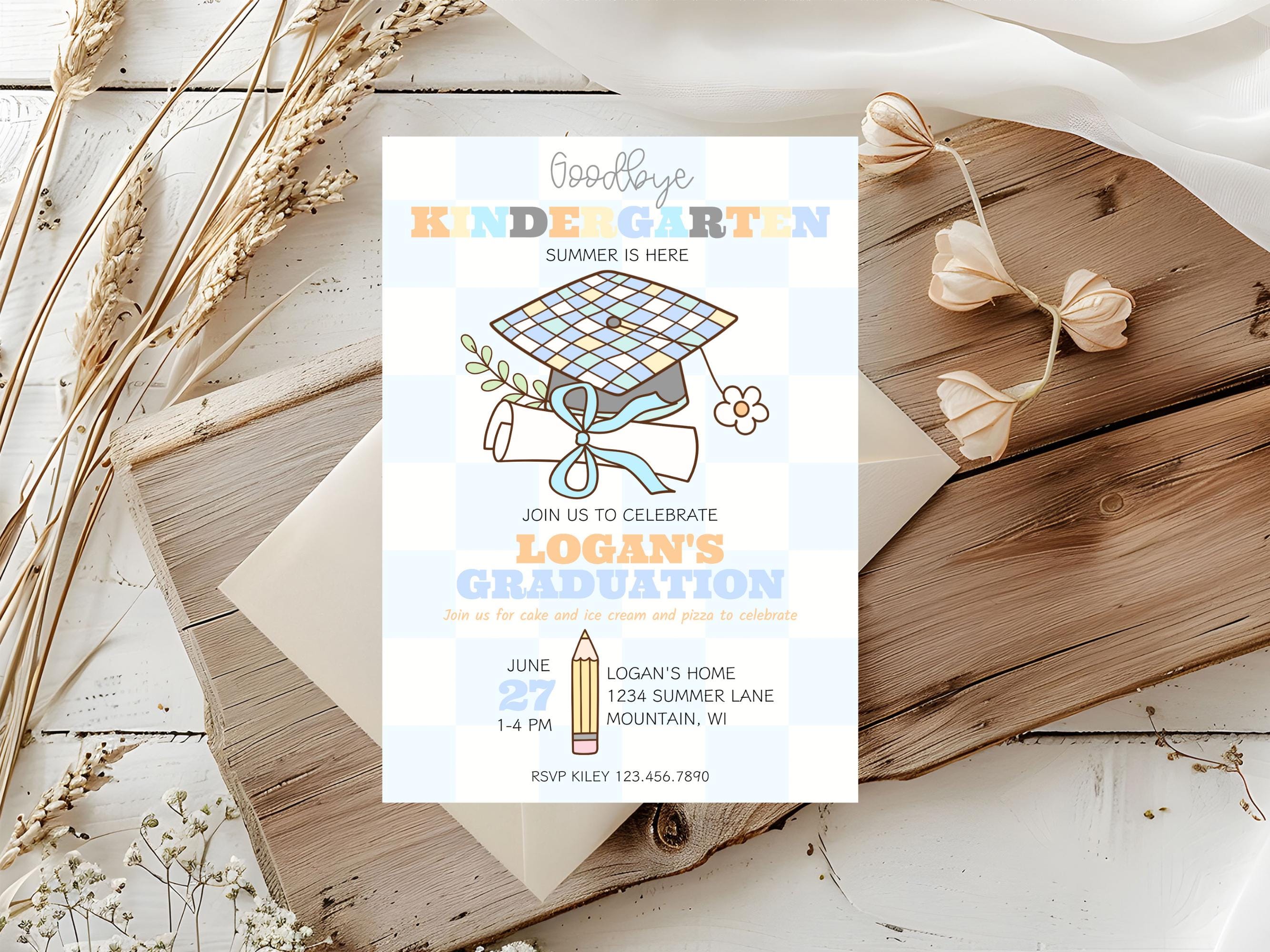 Kindergarten Graduation Invitation: Cap & Diploma (digital Download) - Etsy