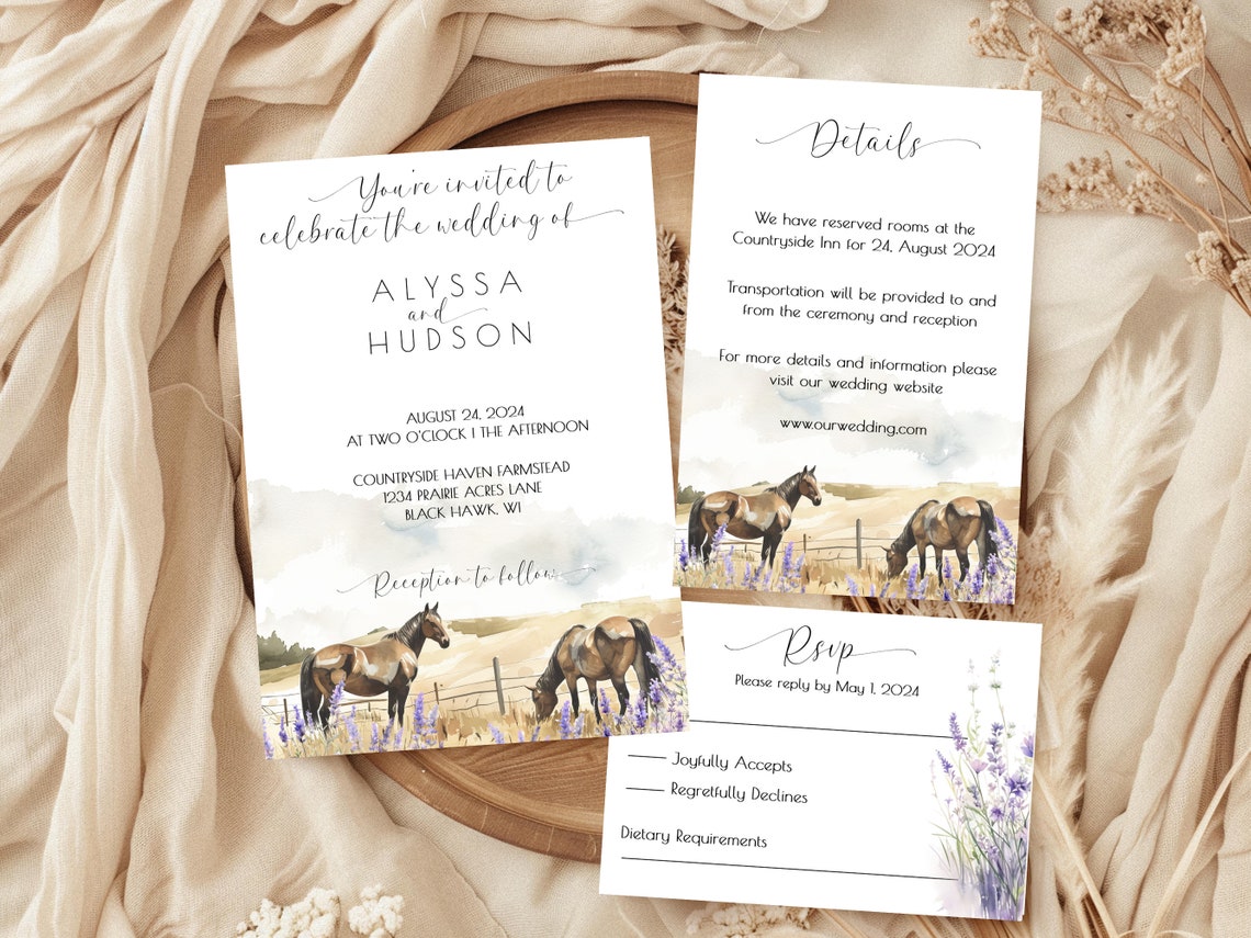 Rustic Country Farm Wedding Invitation Set, Countryside Barn Wedding ...