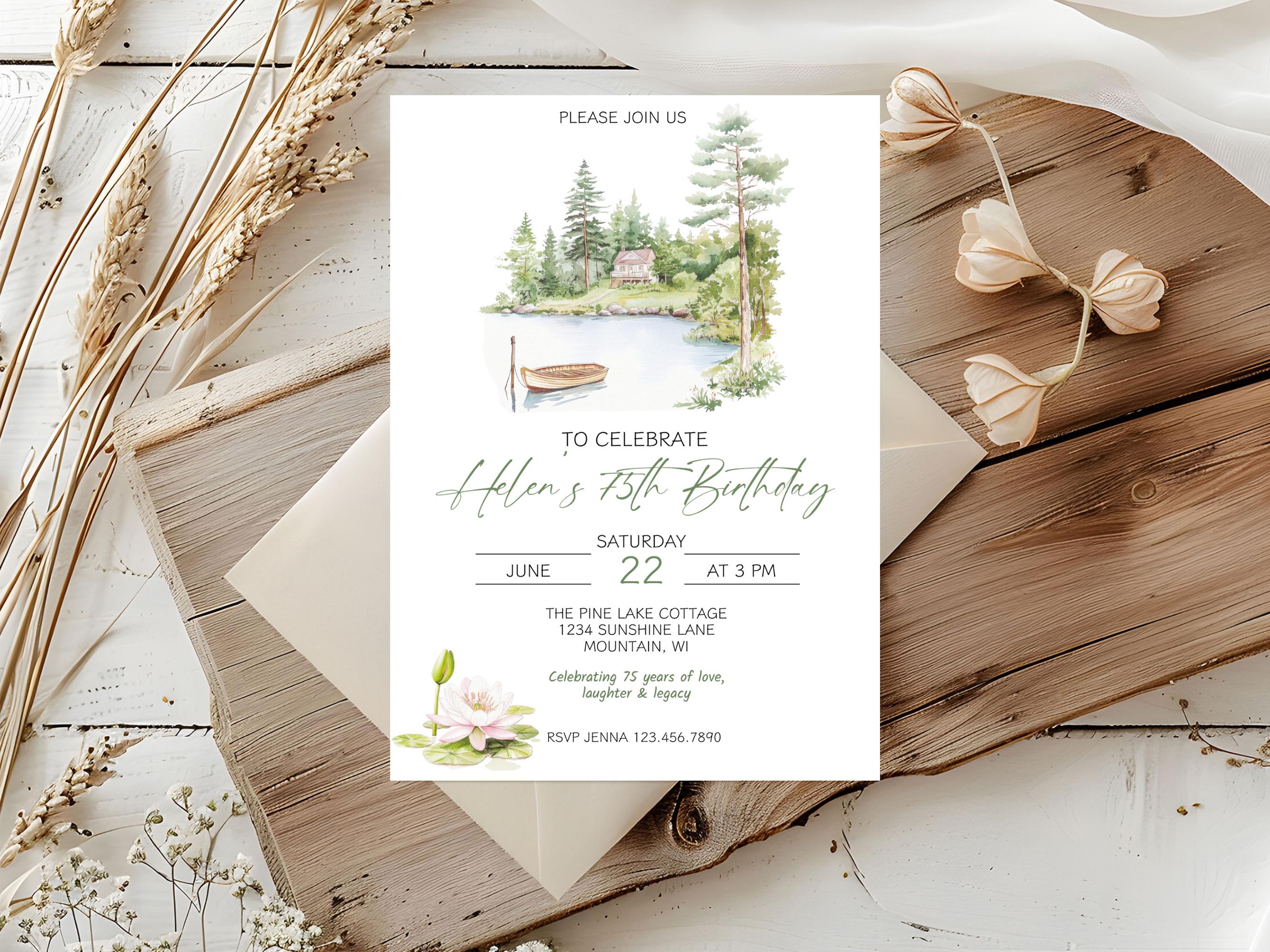 Lake Cabin Birthday Invitation: Summer Cottage Party (digital Download ...