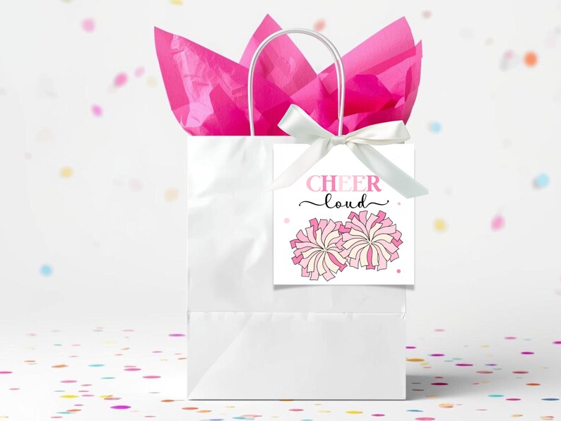 Cheerleader Gift Tags, Cheer Loud Party Favor Tag, Cheer Team ...