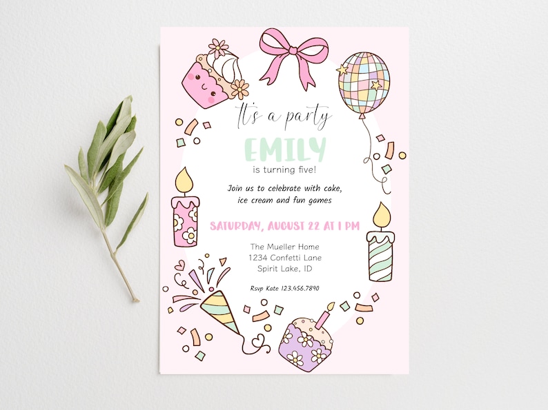 Confetti Birthday Party Invitation, Pastel Party Theme, Birthday ...