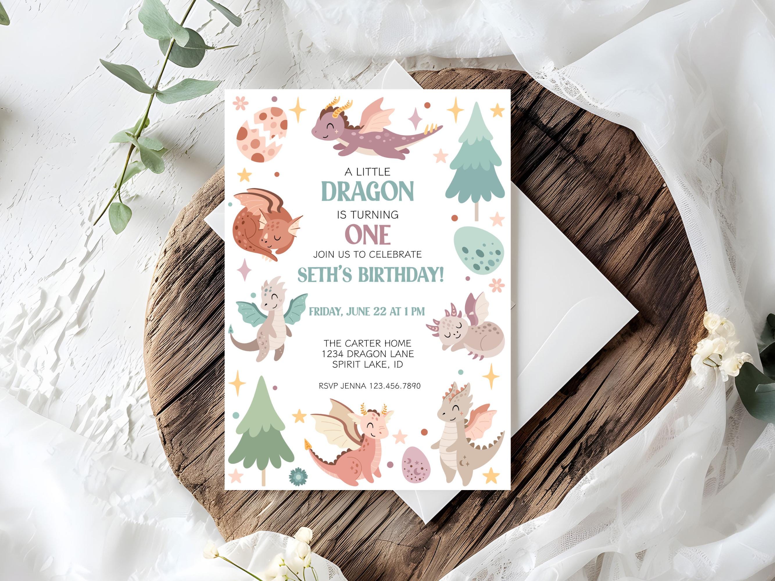 Dragon Birthday Invitation, Calling All Dragons Party, First Birthday ...