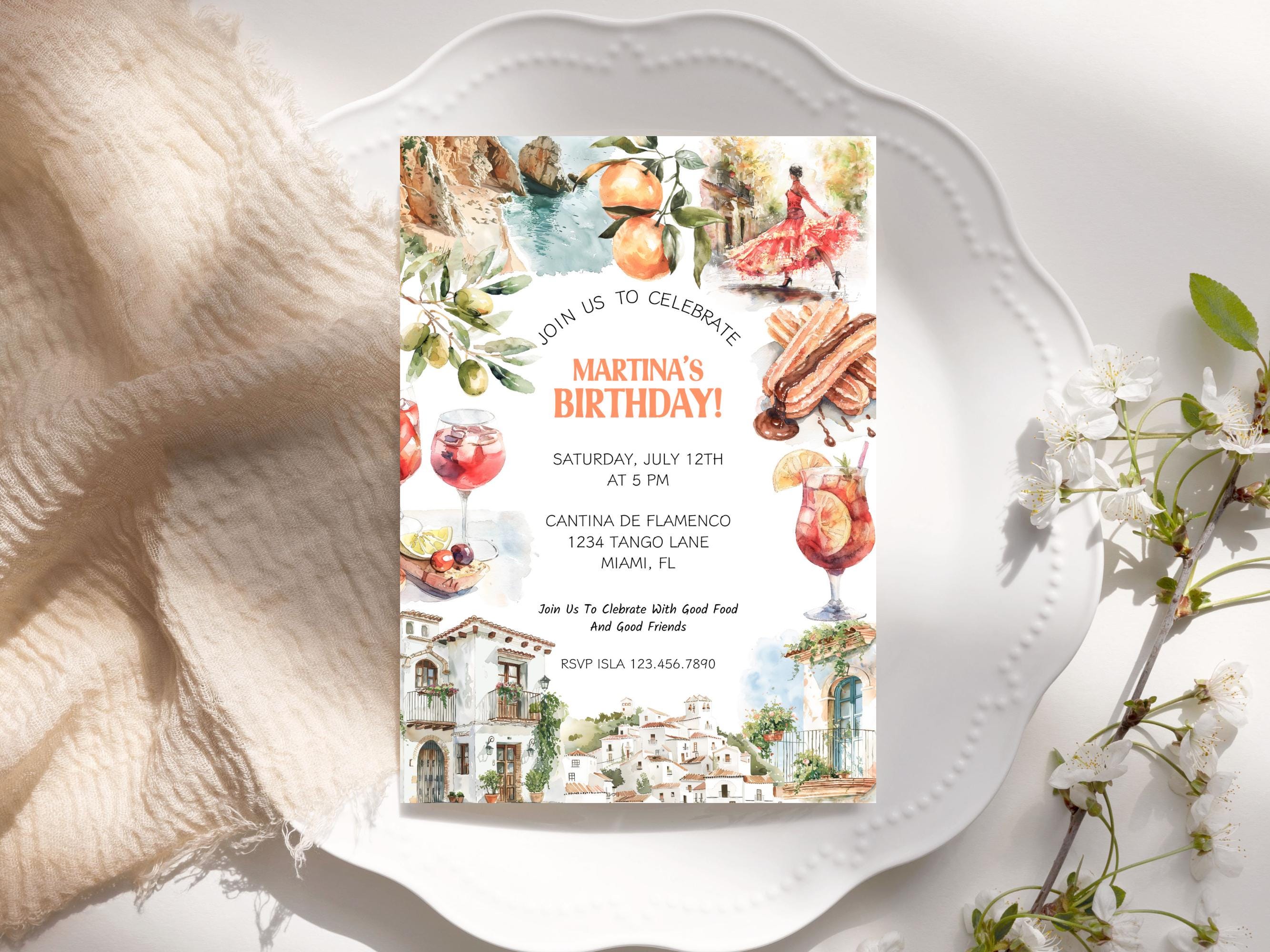 Barcelona Birthday Invitation, Adult Birthday Invite, Spanish Birthday ...