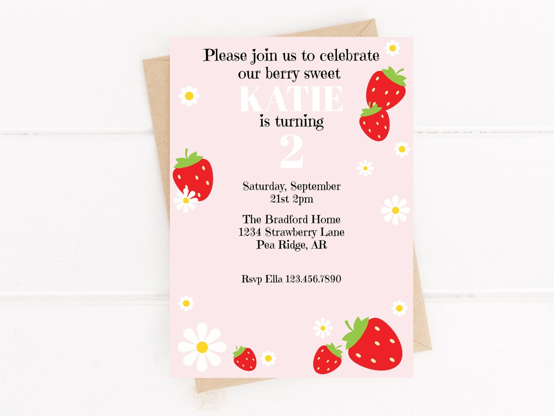 Berry Sweet Birthday Invitation/ Berry Sweet Birthday/ Editable ...