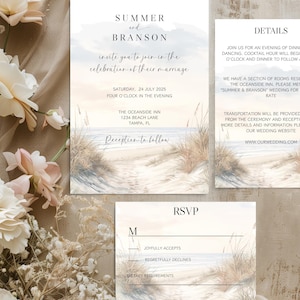 Beach Wedding Invitation Set, Coastal Wedding Invite, Ocean Wedding ...