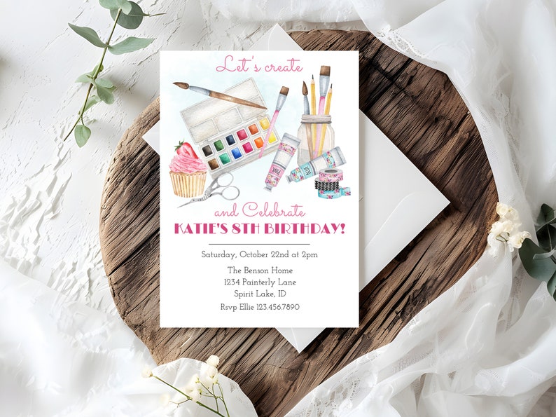 Editable Art Birthday Invitation, Art Party Invitation, Crafting Party ...
